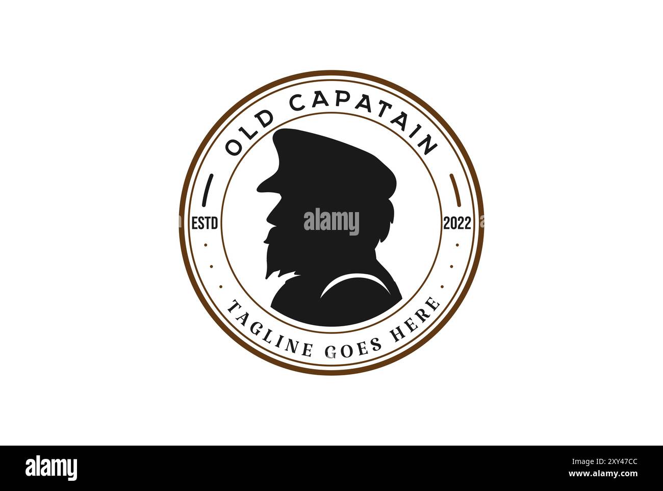 Retro Vintage Old Sailor Captain Silhouette Badge Emblem Label Logo ...