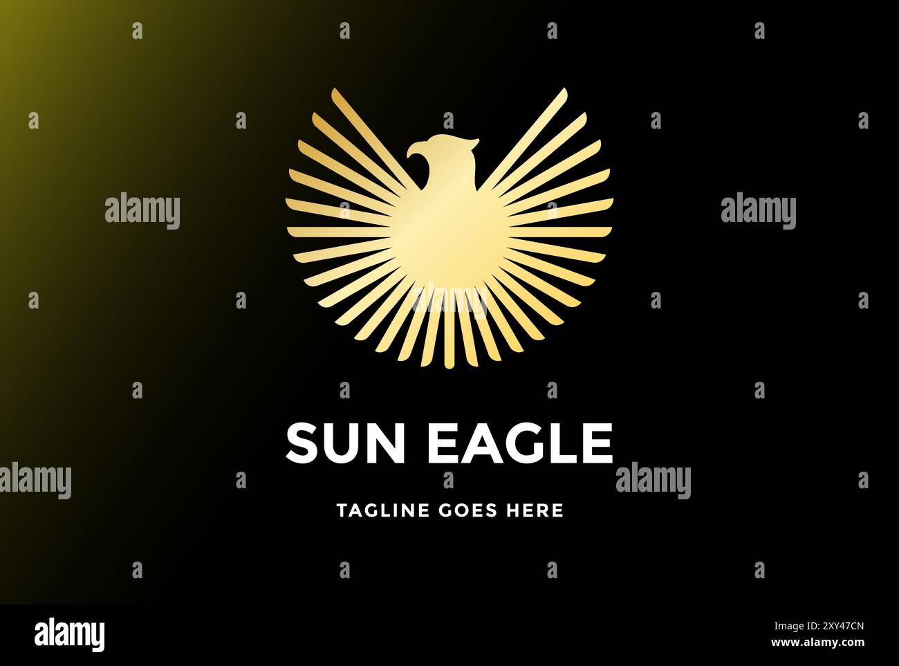 Circle Circular Golden Spread Wing Eagle Hawk Falcon Sun Logo Design ...