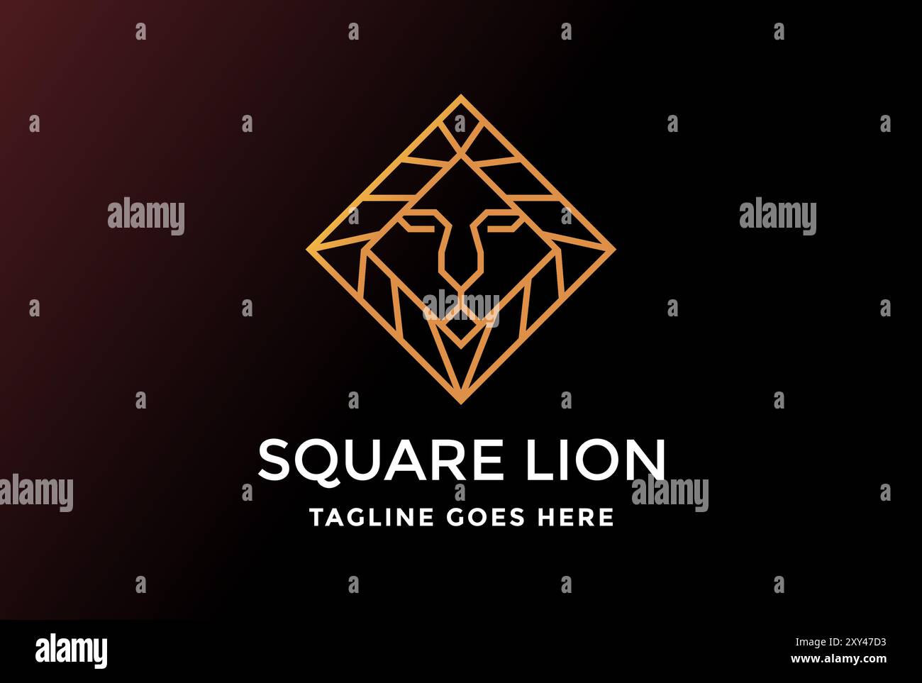 Square Diamond Lion Tiger Head Line Outline Monogram Logo Design Vector Stock Vector Image & Art ...