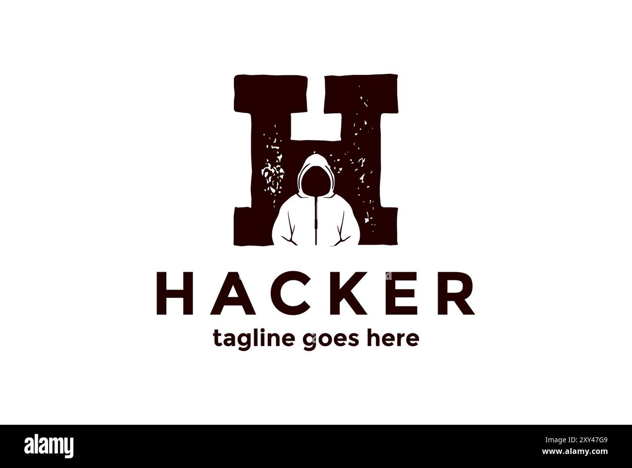 Vintage Initial Letter H with Mysterious Man for Hacker Logo Design ...