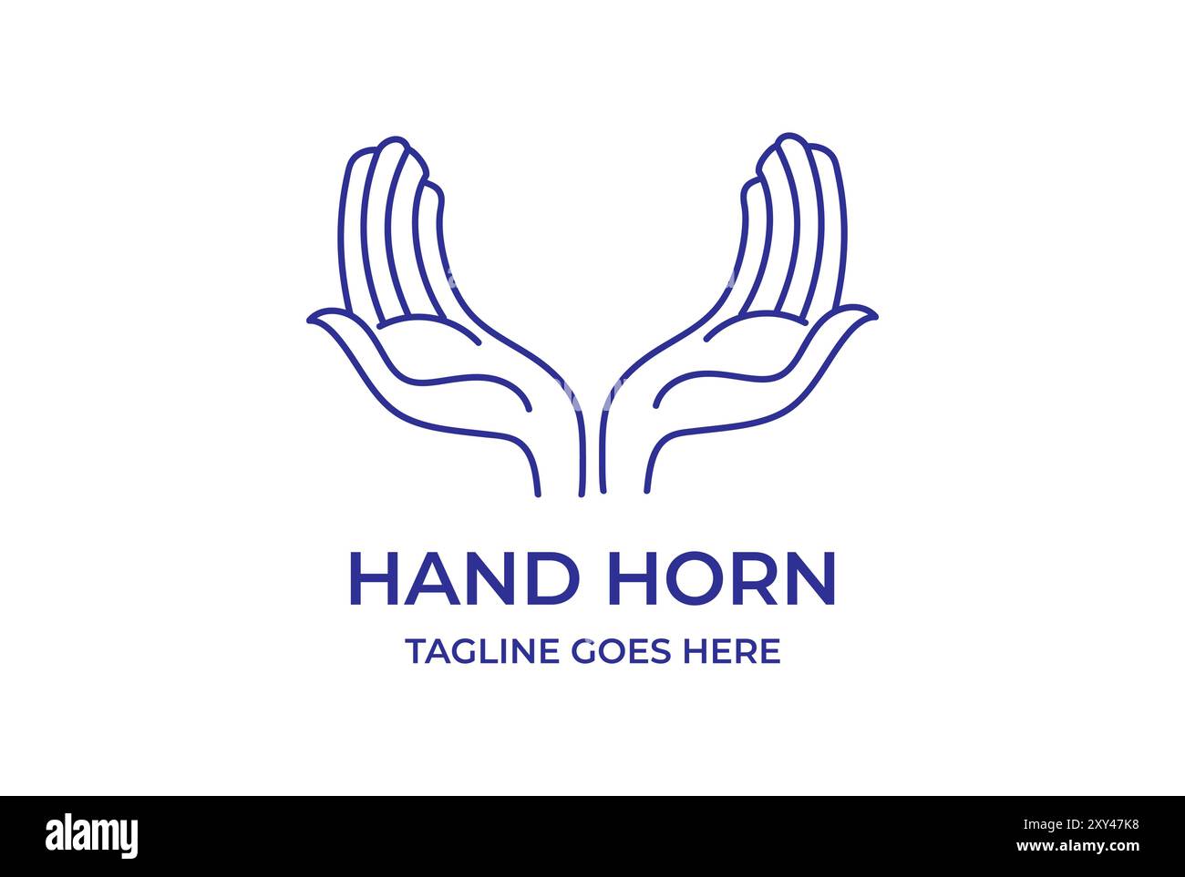 Simple Minimalist Hand Pray shape Deer Horn Line Logo Design Vector ...