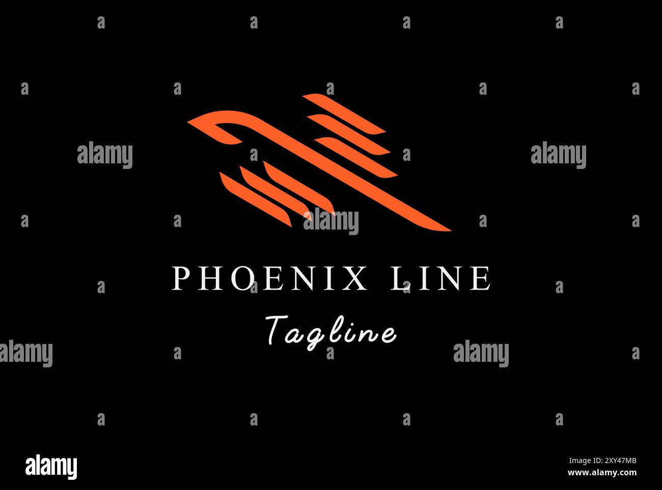 Simple Geometric Fast Flying Phoenix Bird Line Monogram Logo Design ...