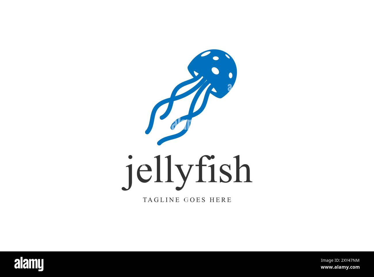Simple Blue Ocean Swimming Jellyfish Logo Design Vector Stock Vector ...