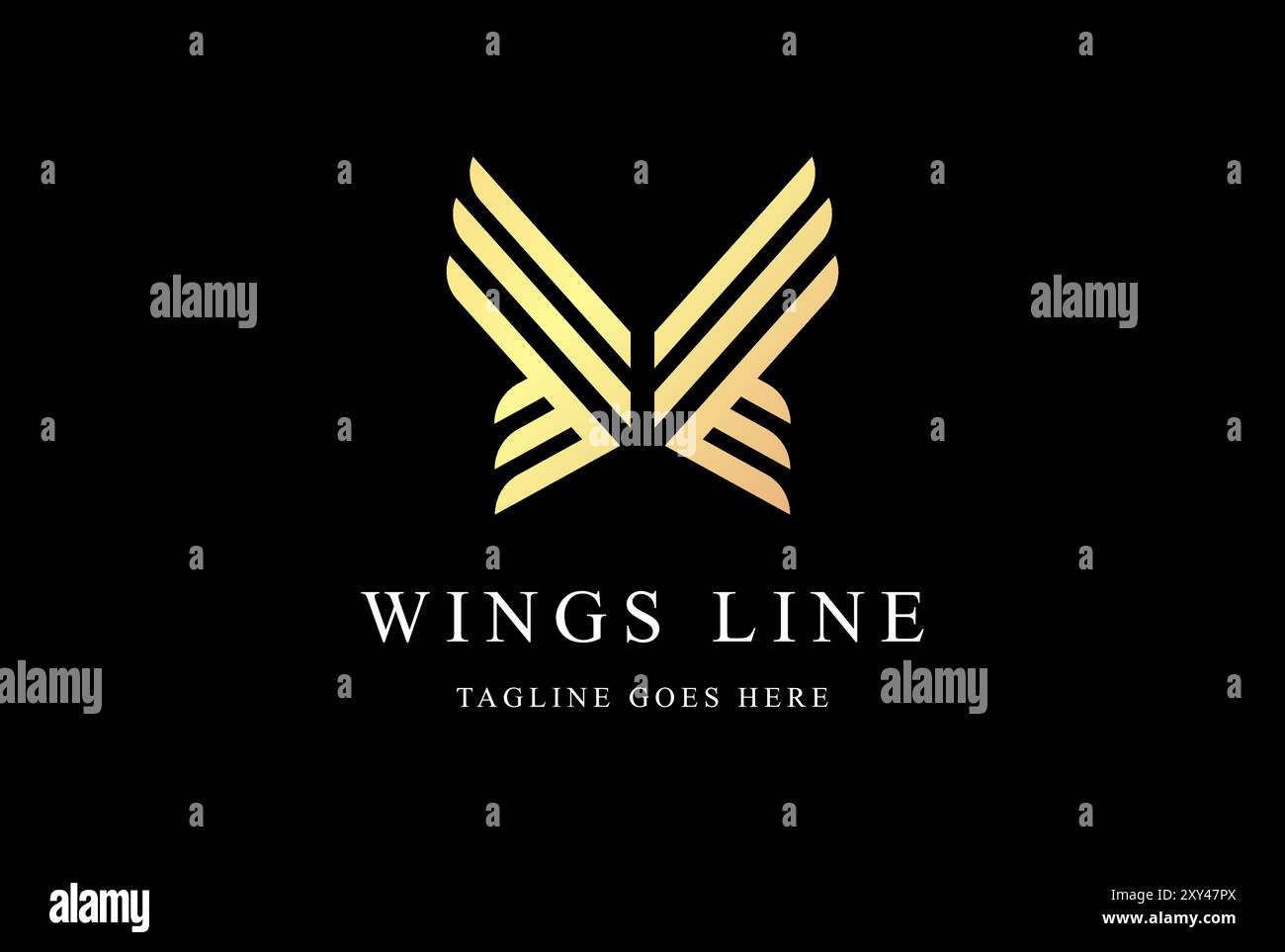 Simple Minimalist Golden Elegant Wing Bird Line Monogram Logo Design Vector Stock Vector Image ...
