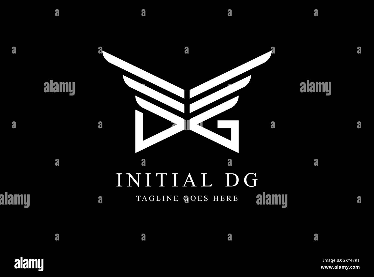 Initial Letter DG with Wing Bird Line Monogram Logo Design Vector Stock ...