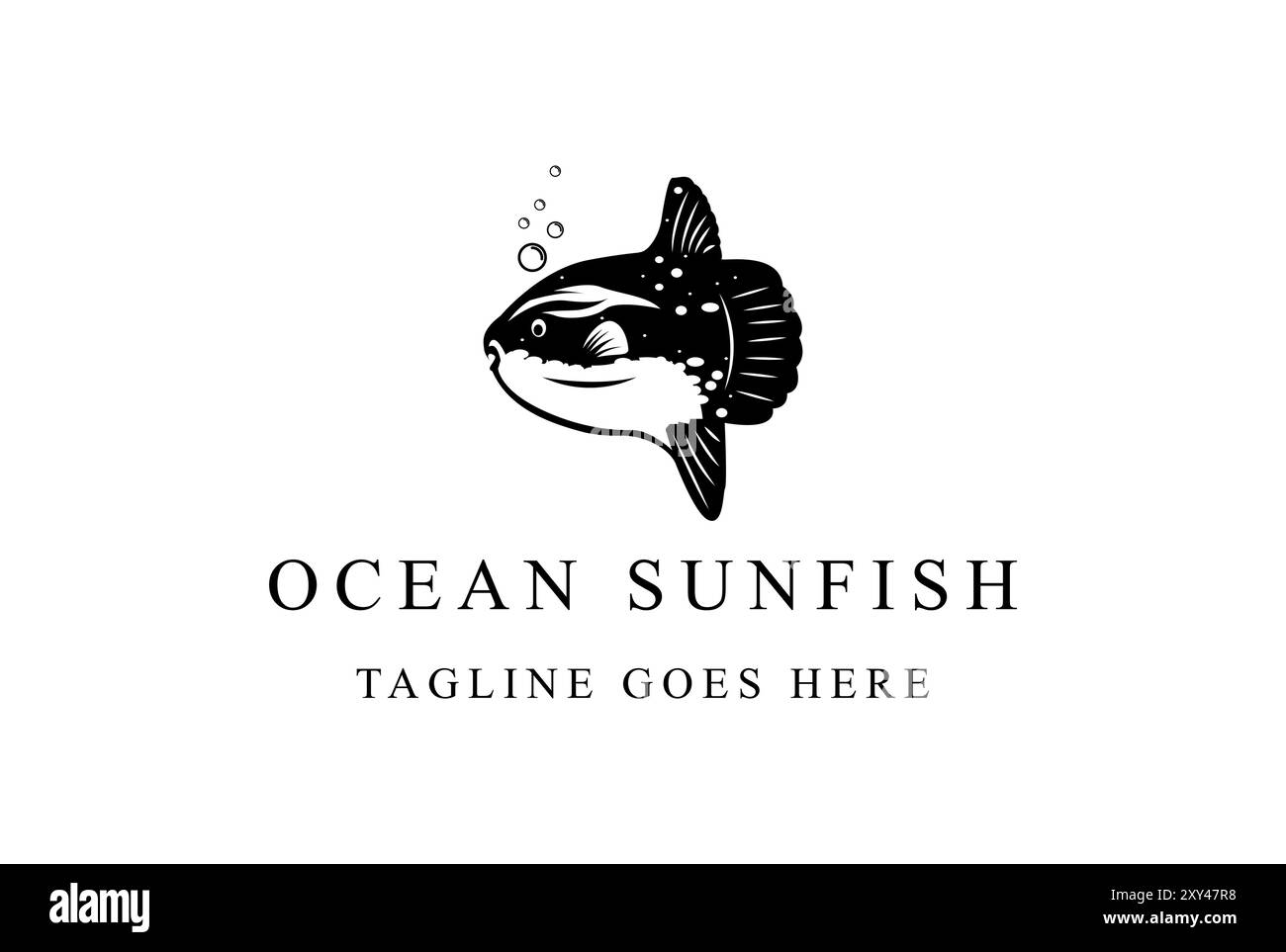 Swimming Ocean Sun Fish with Water Bubble Logo Design Vector Stock ...