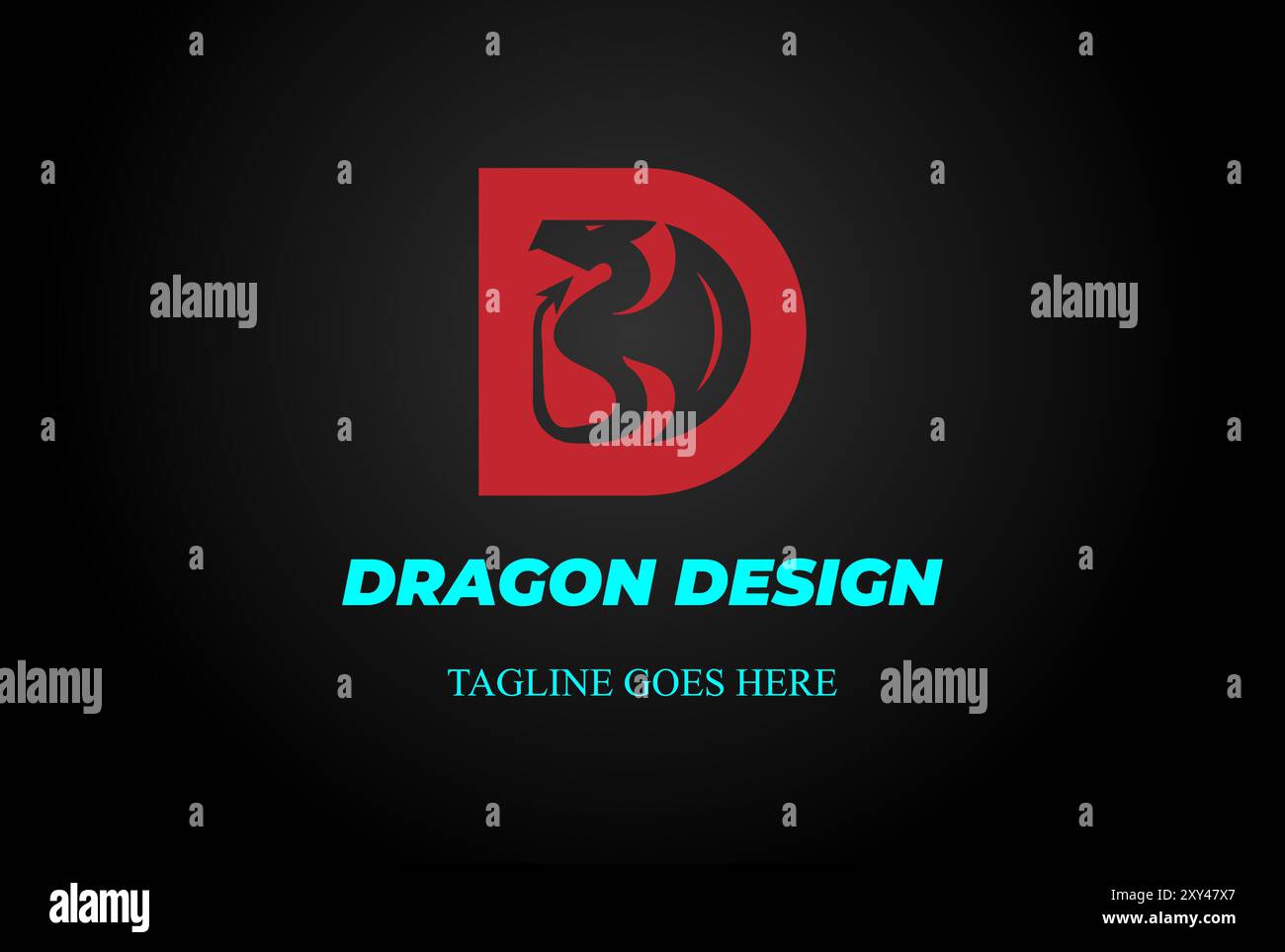 Simple Red Initial Letter D for Dragon Serpent Snake Silhouette Logo ...