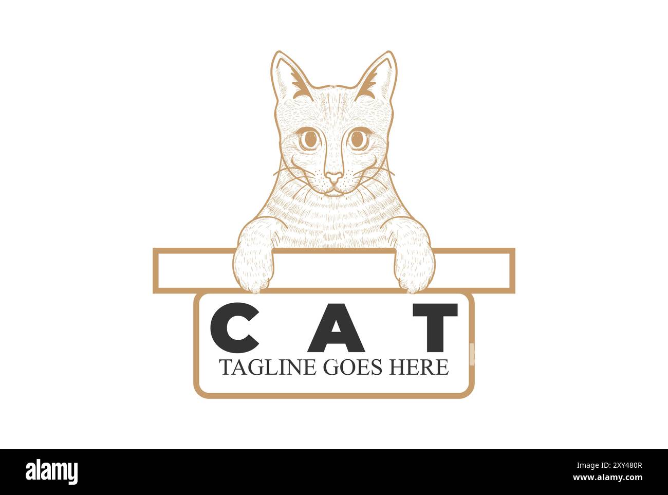 Retro Vintage Hand Drawn Sketch Cat Kitty Head Face Logo Design Vector ...