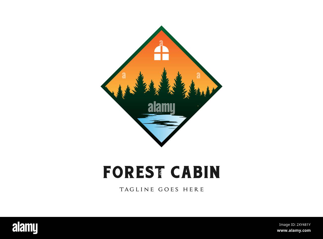 Square House with Pine Cedar Conifer Evergreen Fir Cypress Larch Trees ...