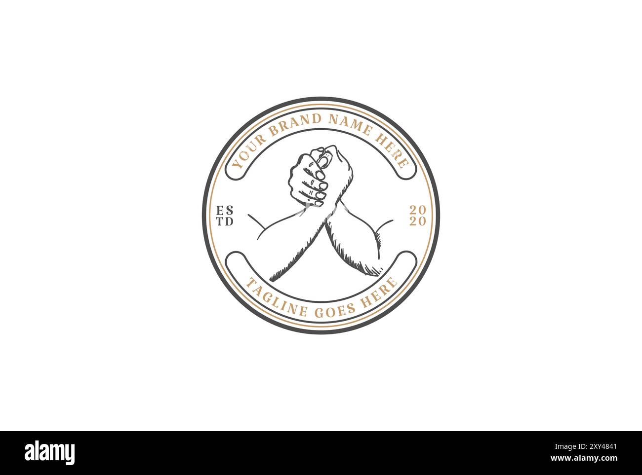 Vintage Retro Arm Wrestling Sport Club Badge Emblem Label Logo Design ...