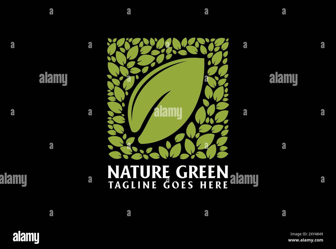 Square Nature Green Leaf Leaves Foliage Logo Design Vector Stock Vector ...
