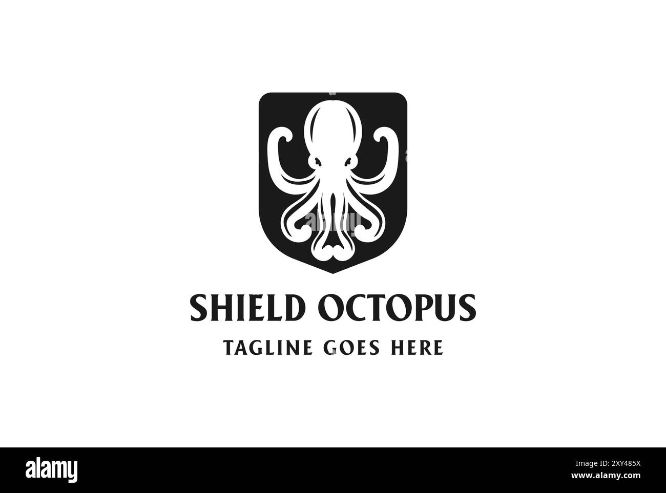 Ocean Sea Cuttlefish Octopus Squid Shield Badge Emblem Label Logo ...