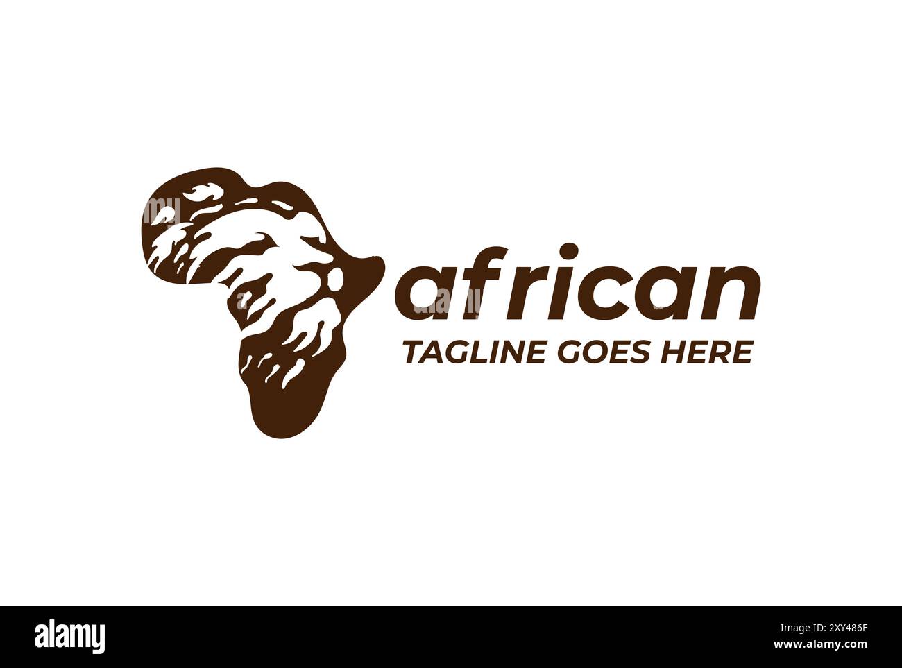 African Continent Map Silhouette with Lion Face Logo Design Vector ...