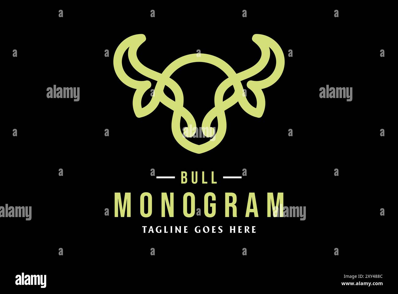 Line Art of Angus Cattle Bull Buffalo Longhorn Monogram Logo Design ...