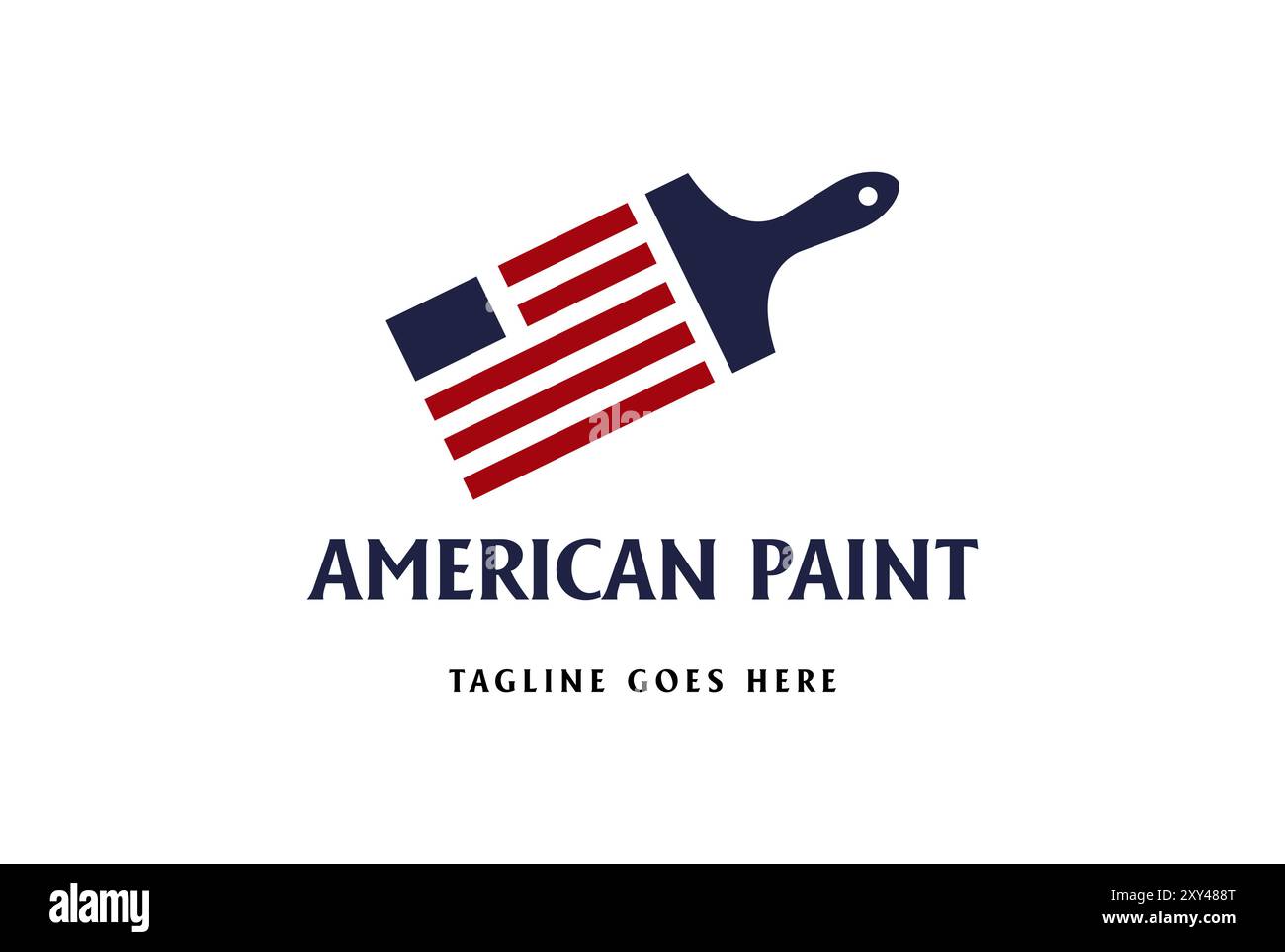 Simple Minimalist US American Flag with Brush Paint Logo Design Vector ...