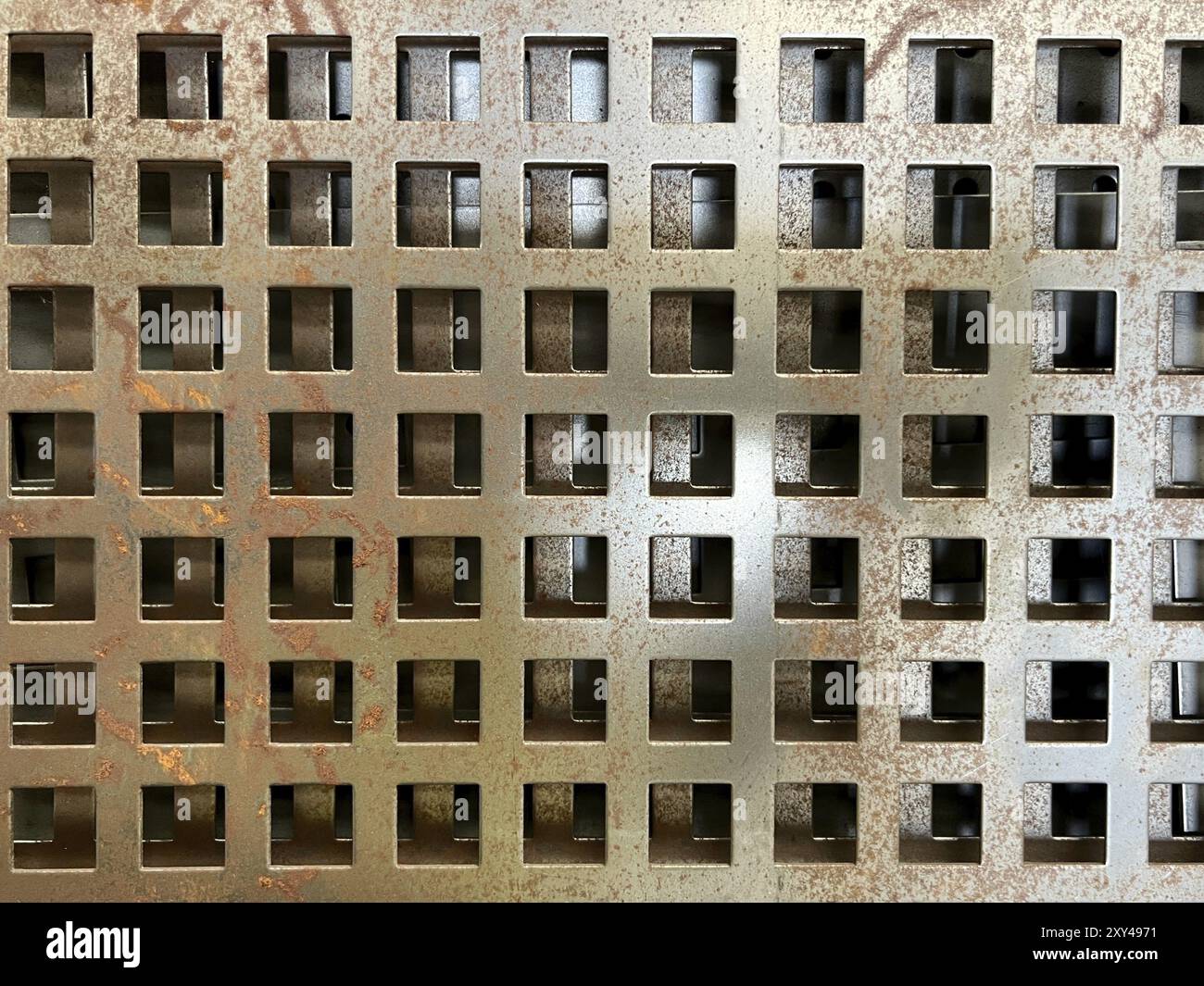 Perforated Metal Fence. Metal sheet panel fence Stock Photo - Alamy