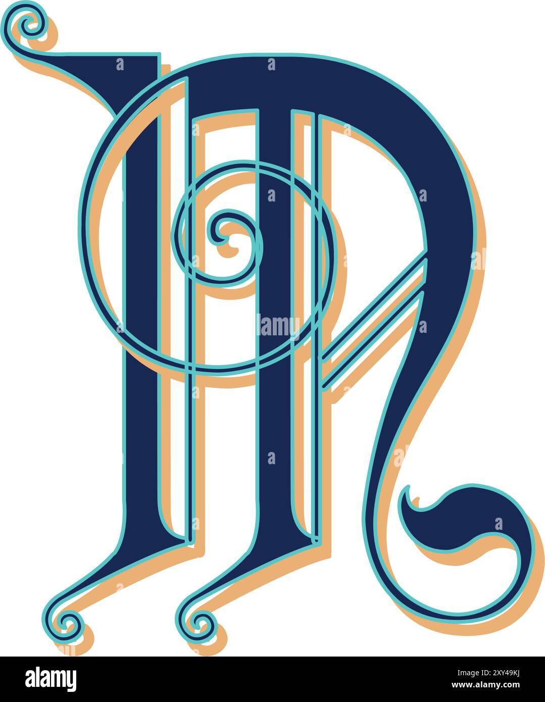 Art Lubna Initial Caps Font Capital Letter M vector design illustration ...
