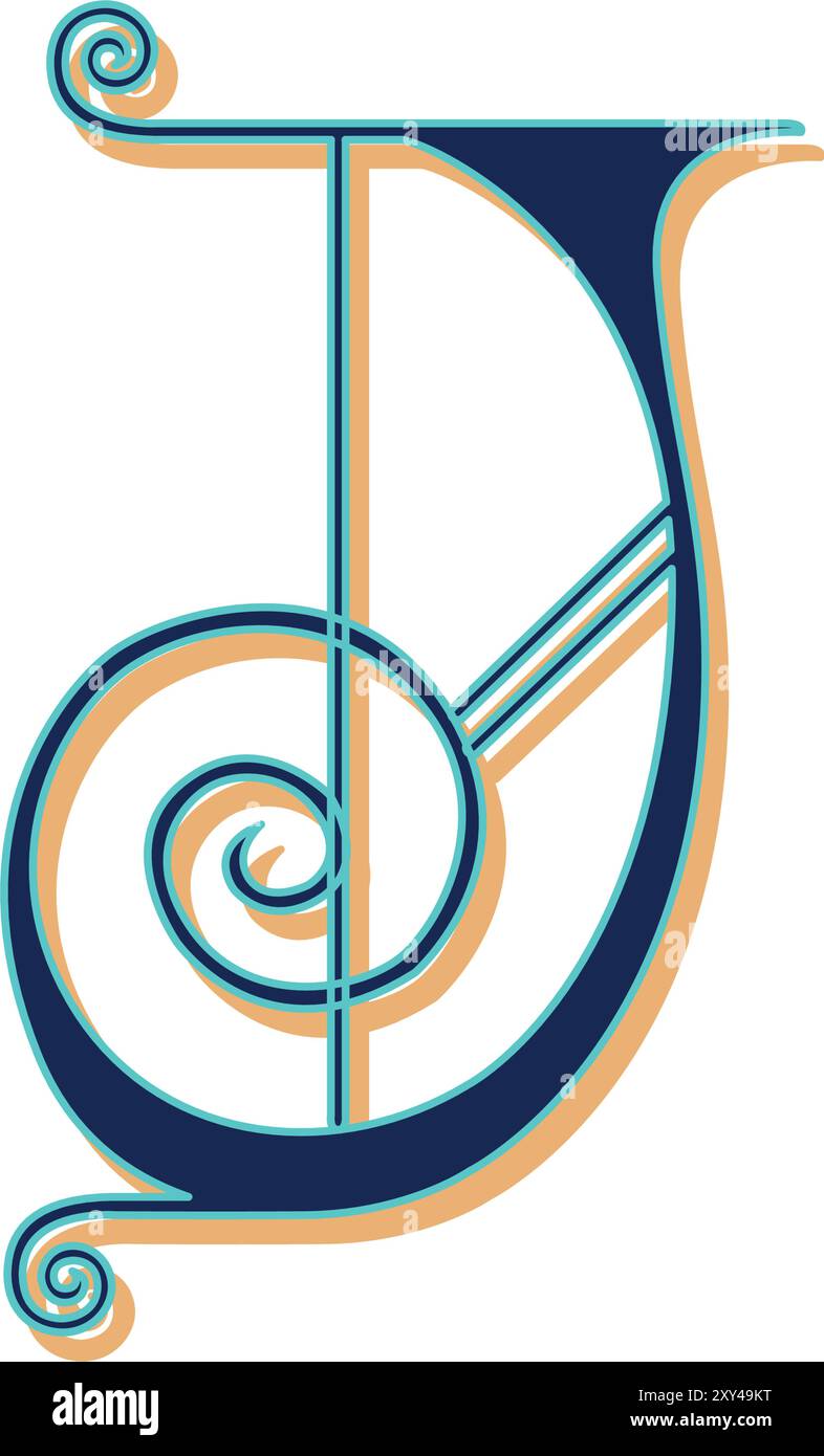 Art Lubna Initial Caps Font Capital Letter J vector design illustration ...