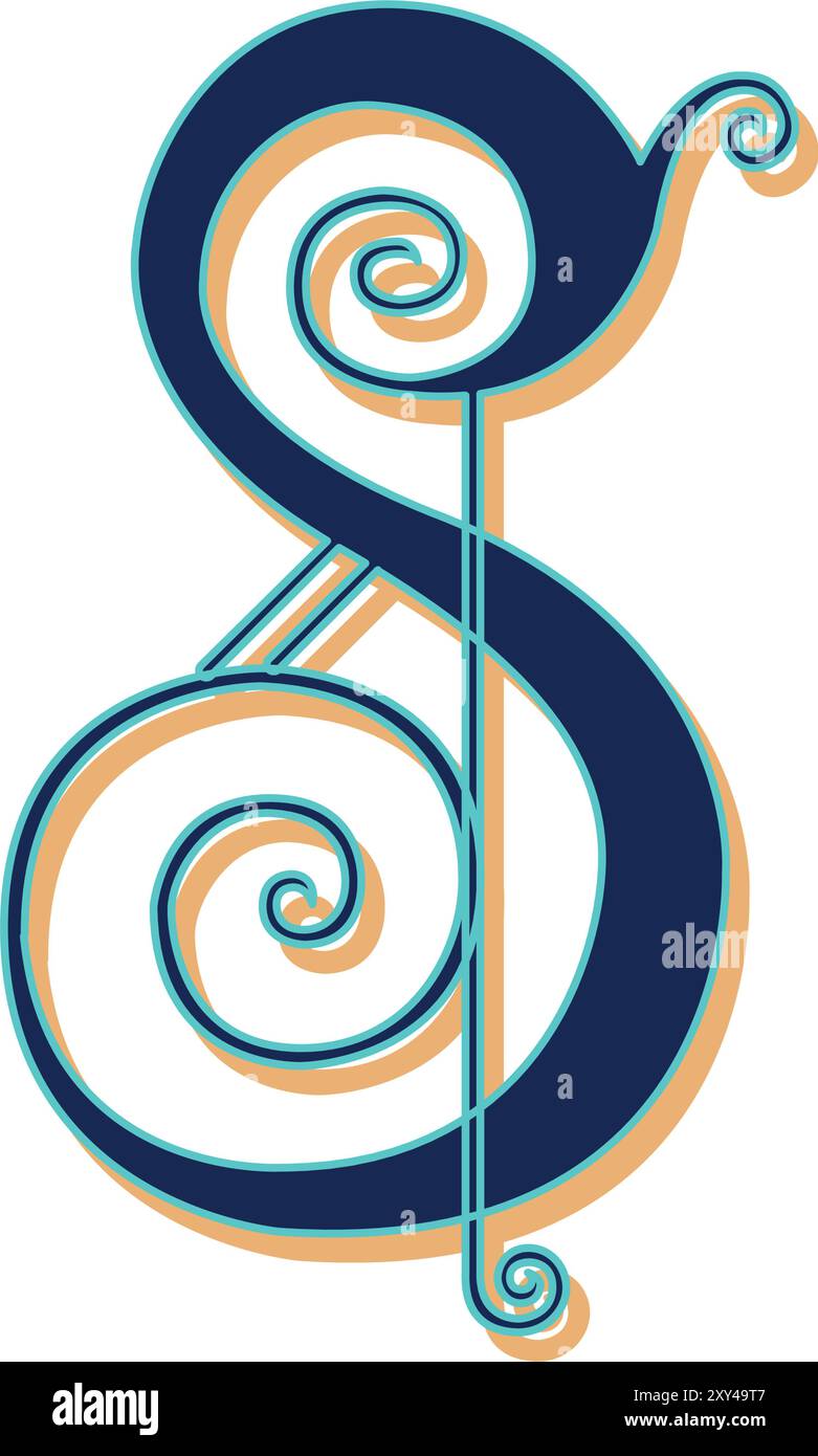 Art Lubna Initial Caps Font Capital Letter S vector design illustration ...