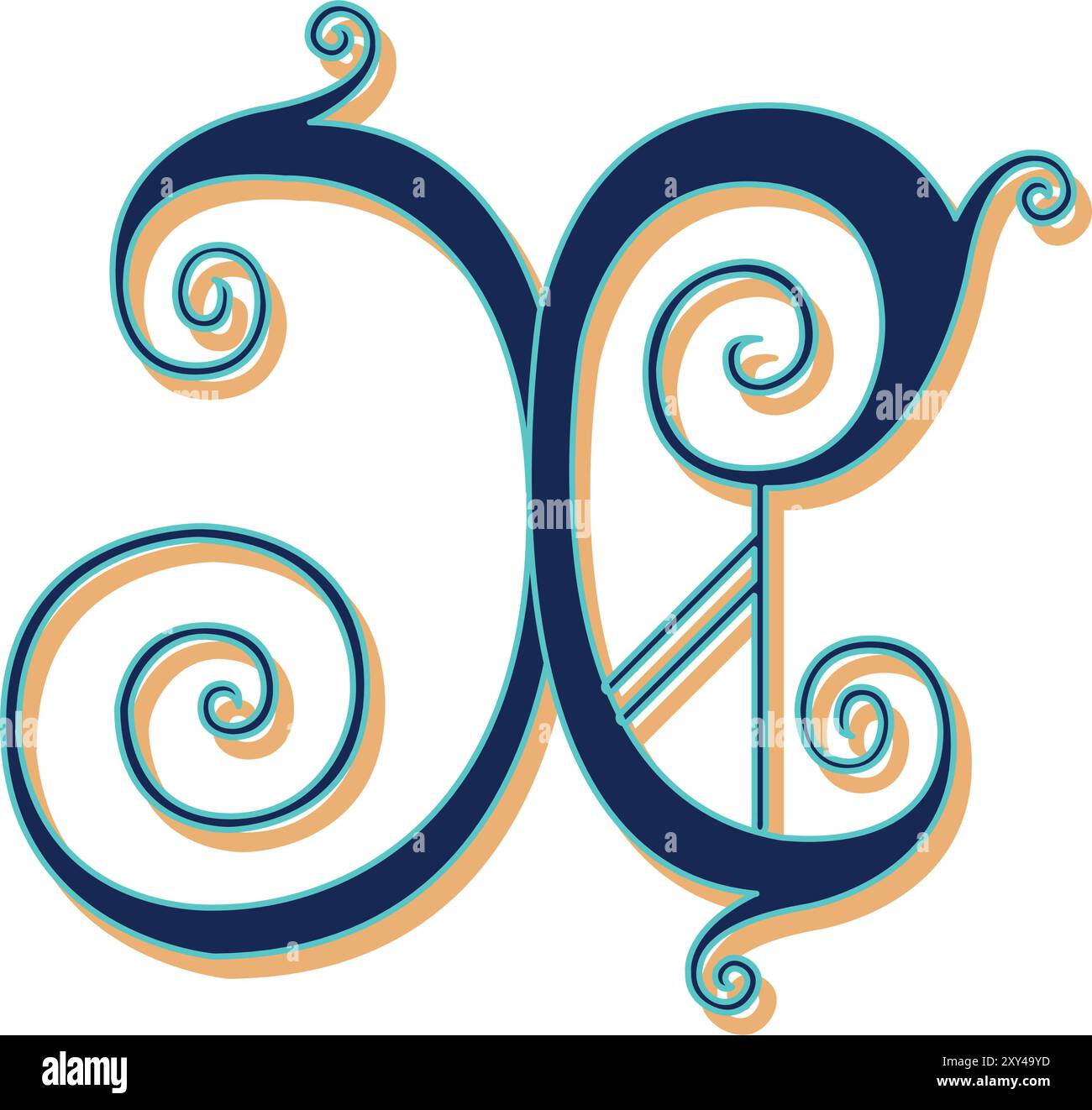 Art Lubna Initial Caps Font Capital Letter X vector design illustration ...
