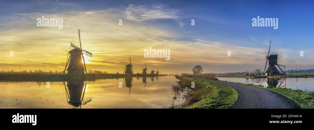 Rotterdam Netherlands, sunrise panorama nature landscape of Dutch ...