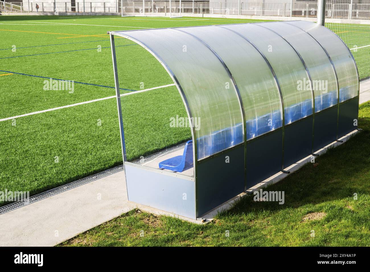 Soccer bench of Santiago de Compostela University soccer field Stock ...