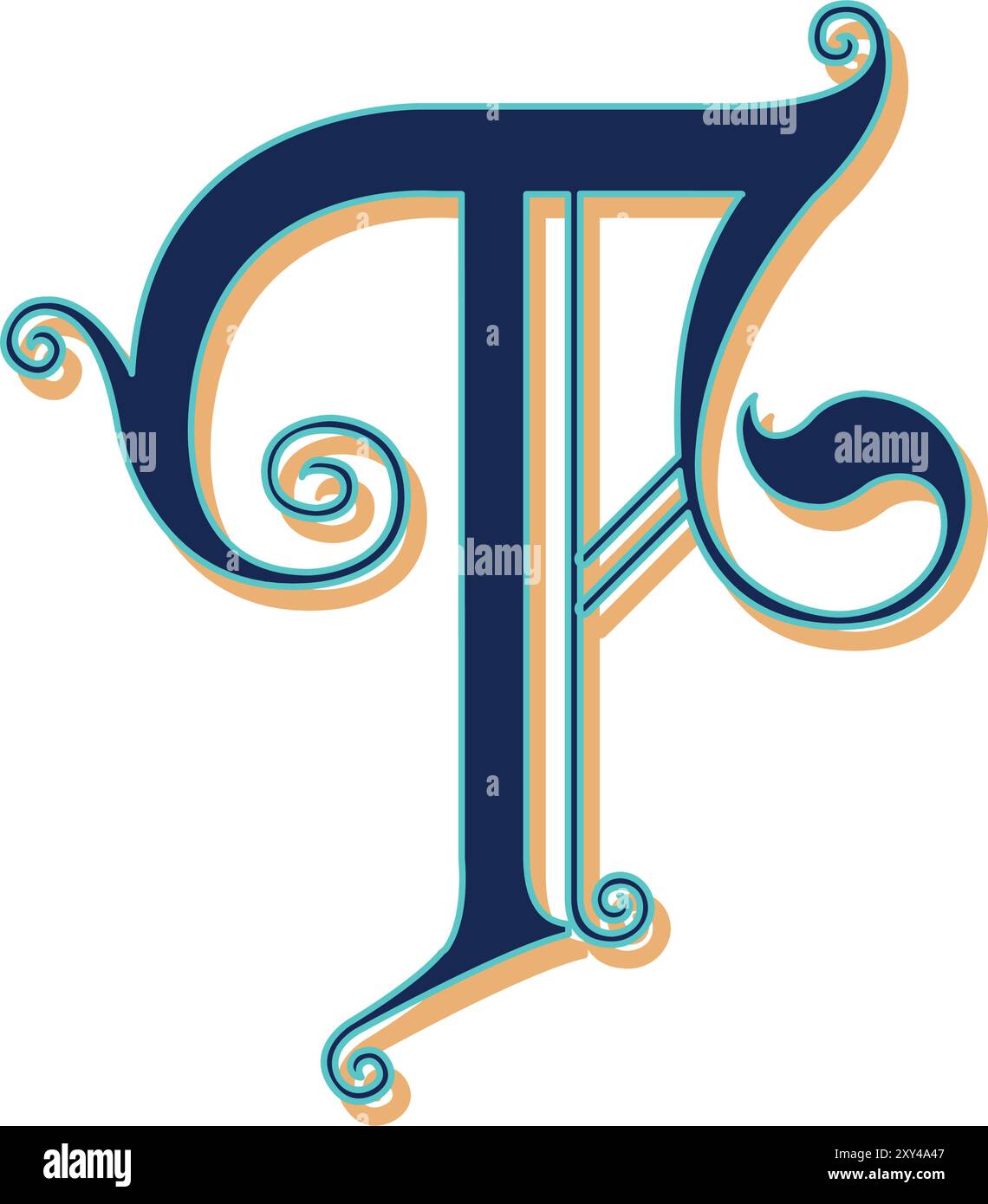 Art Lubna Initial Caps Font Capital Letter T vector design illustration ...