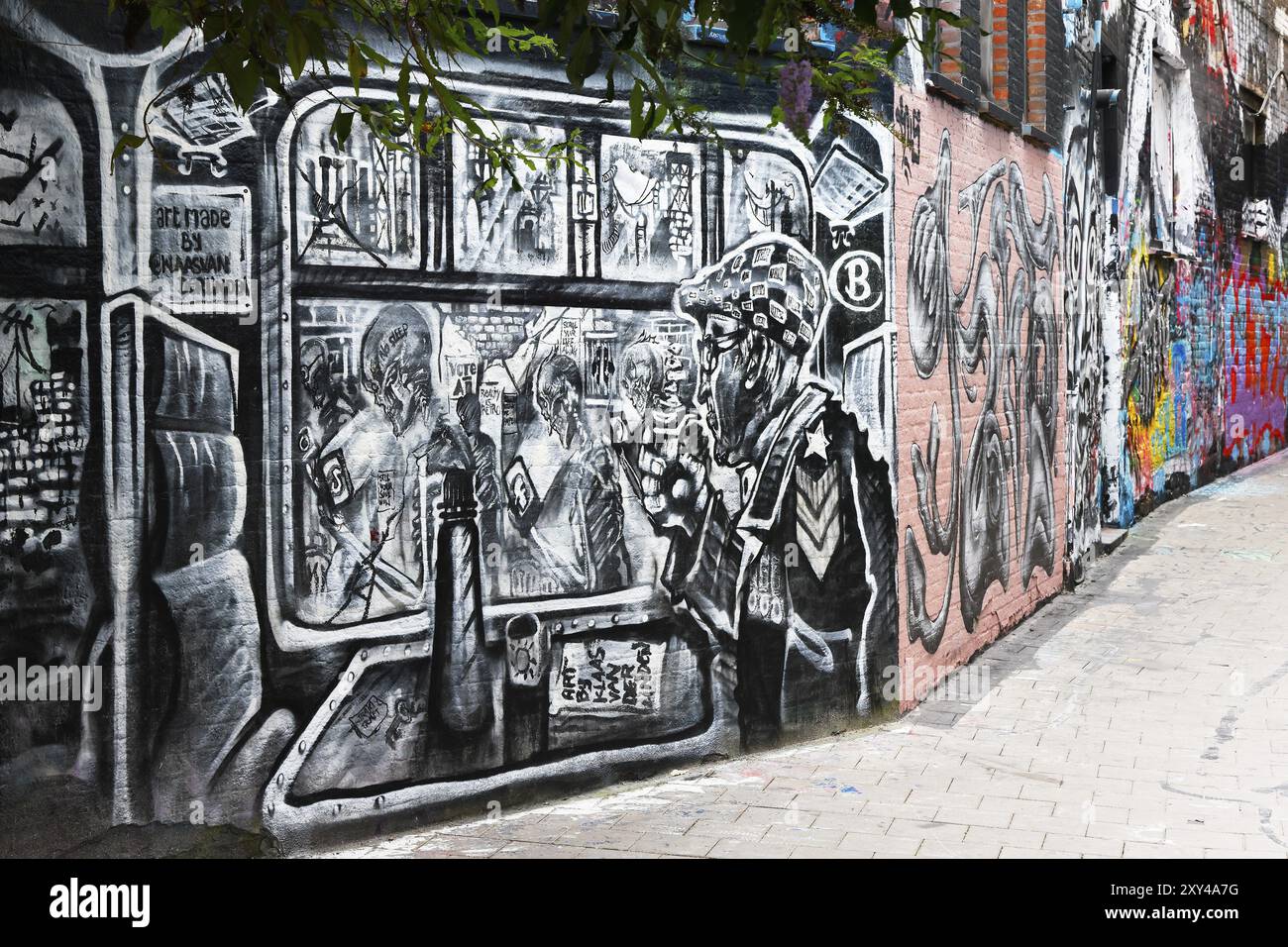 Graffiti Street, Street Art, Ghent, Flanders, Belgium, Europe Stock ...