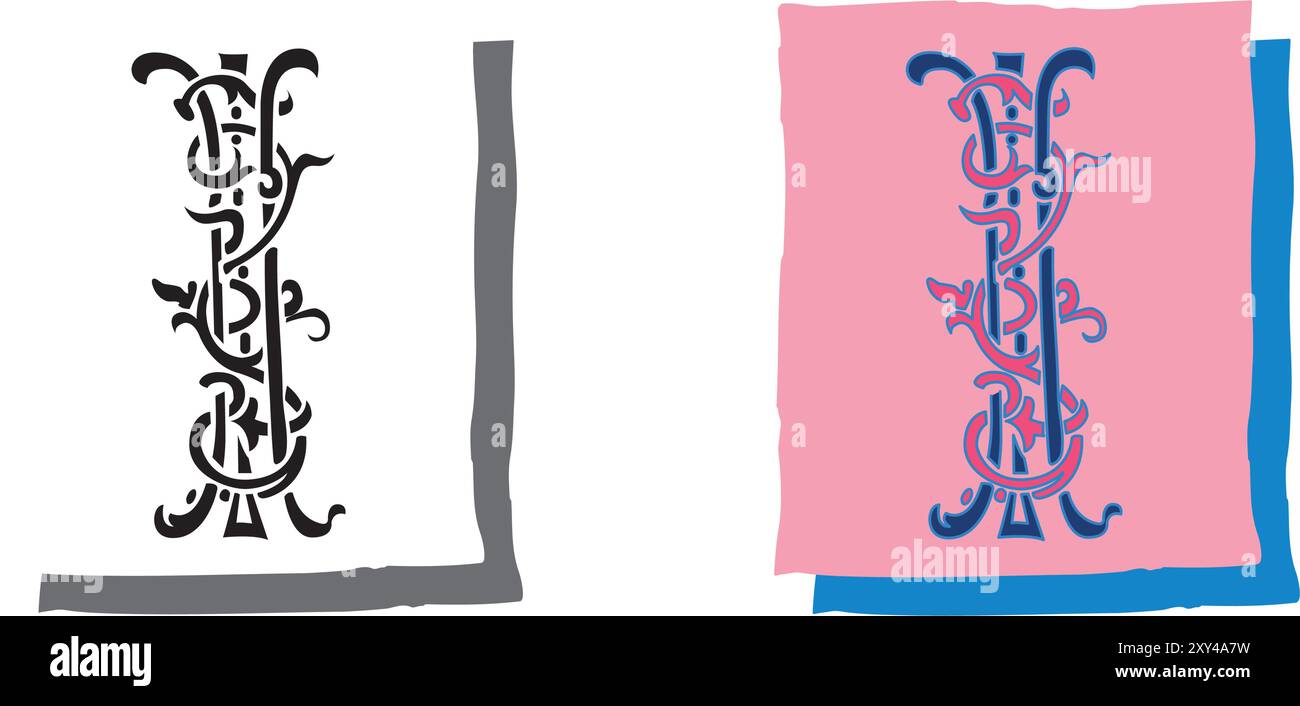 Art Napoli Initial Caps Font Capital Letter I vector design ...