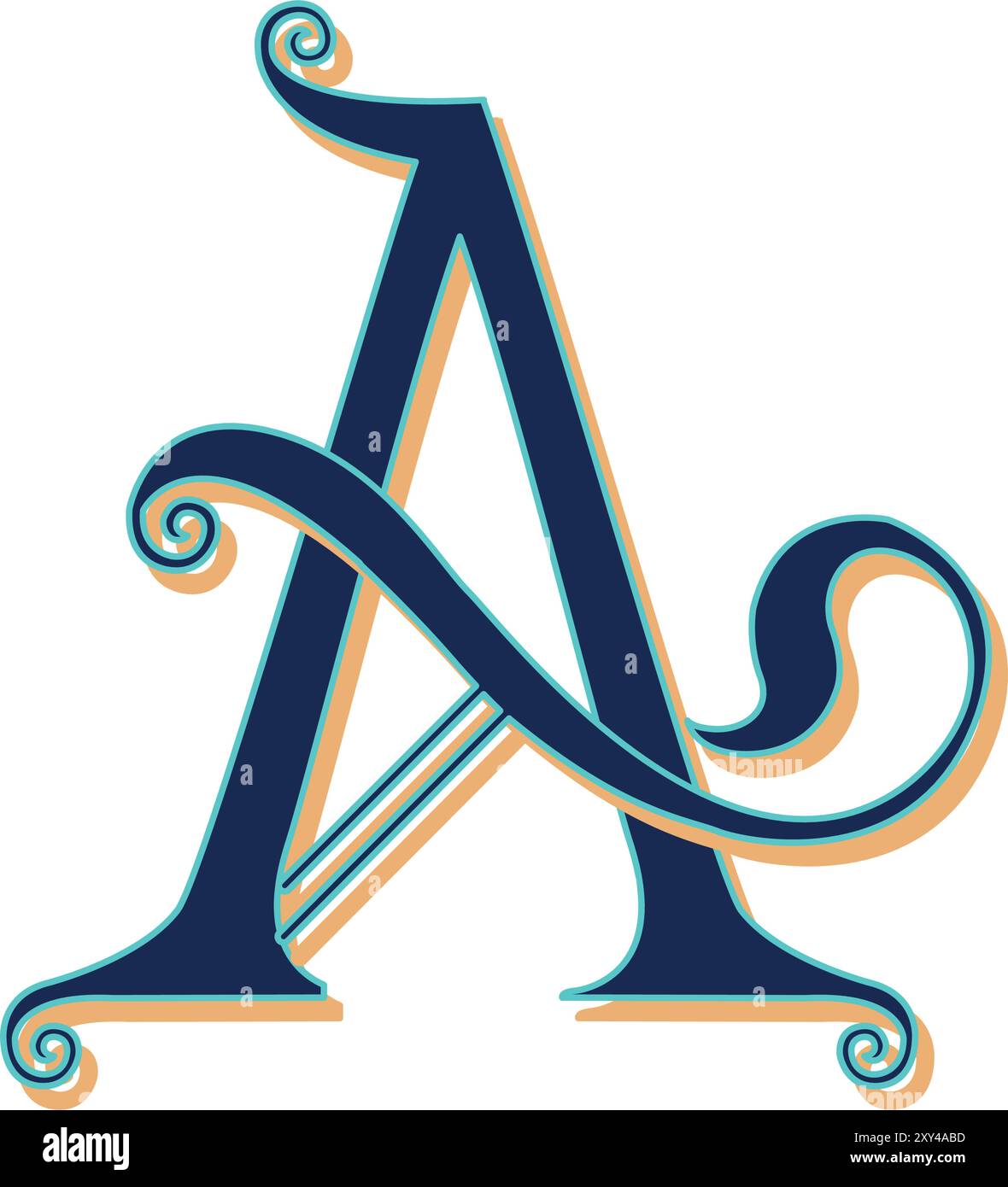 Art Lubna Initial Caps Font Capital Letter A vector design illustration ...