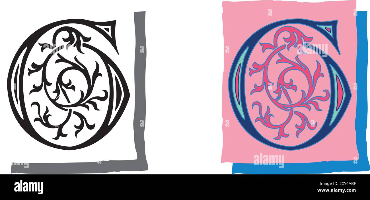 Art Napoli Initial Caps Font Capital Letter G vector design ...