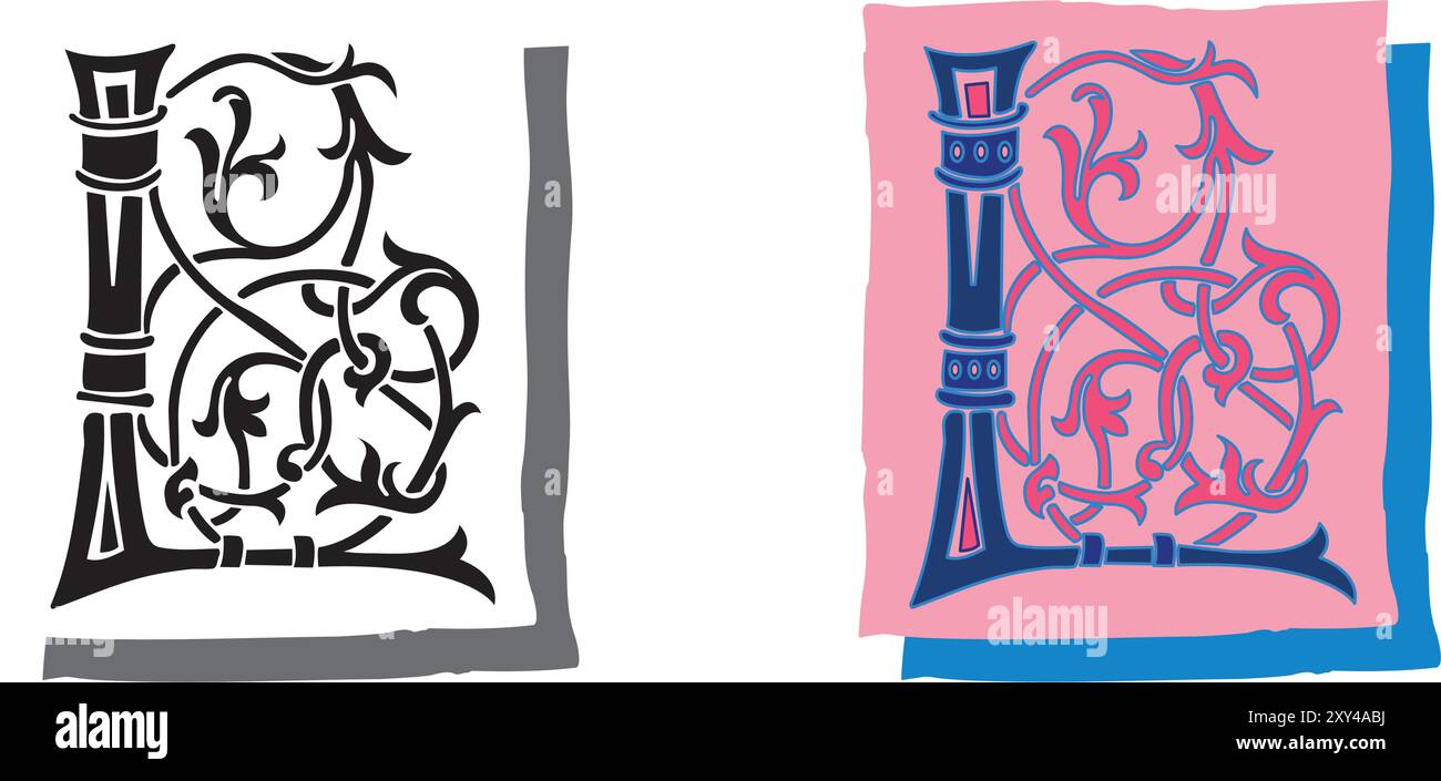 Art Napoli Initial Caps Font Capital Letter L vector design ...