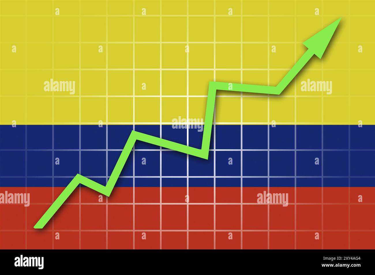The Colombian flag and arrow graph going up Stock Photo - Alamy