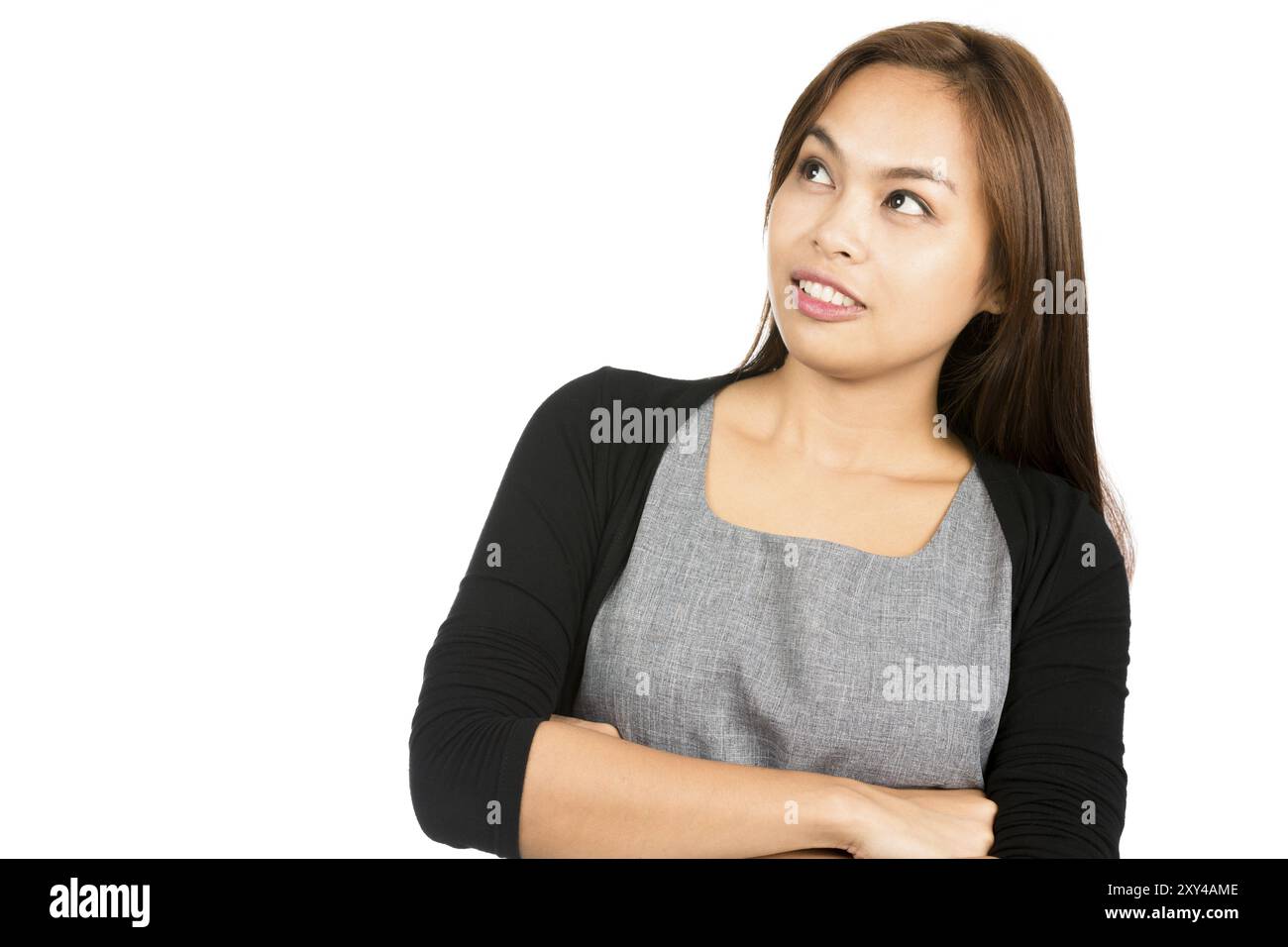 A gorgeous, modern Asian woman with serious, reserved facial expression ...