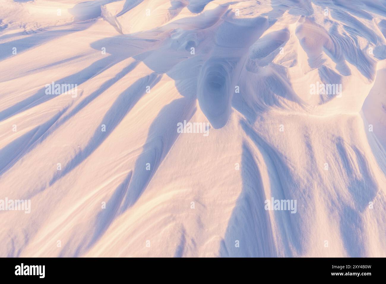Blown snow formations (Sastrugi), Stubba Nature Reserve, Laponia World ...