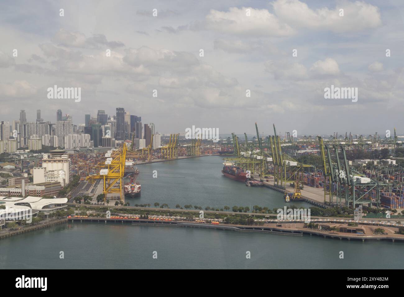 Singapore, Singapore, February 02, 2015: Aerial view of the container ...