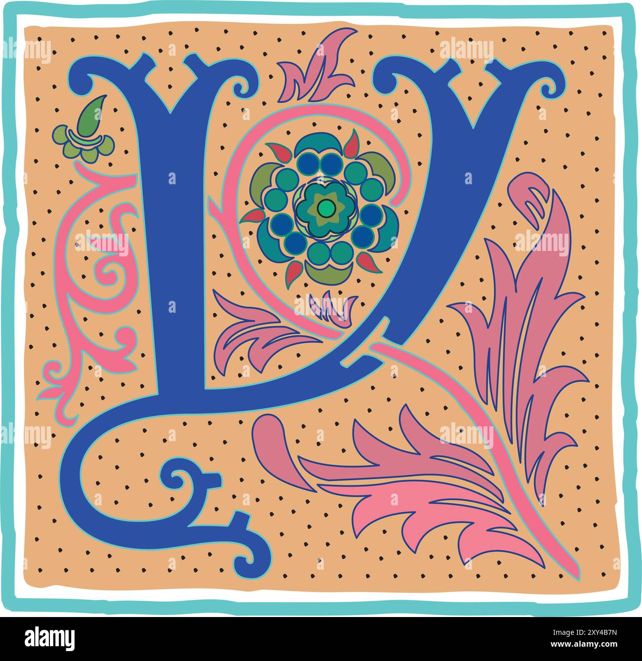 Art Romant Initial Caps Font Capital Letter Y vector design ...