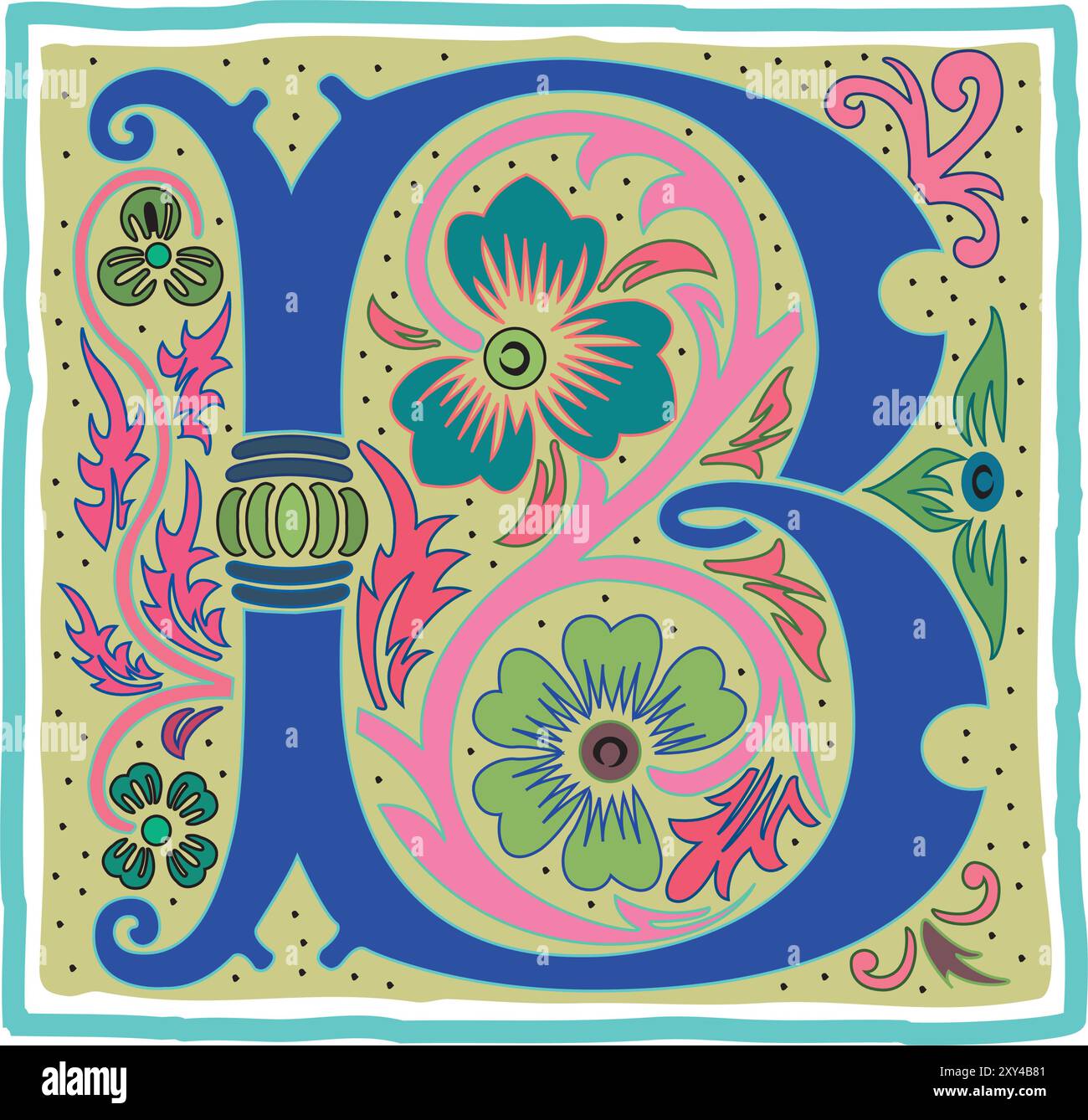 Art Romant Initial Caps Font Capital Letter B vector design ...