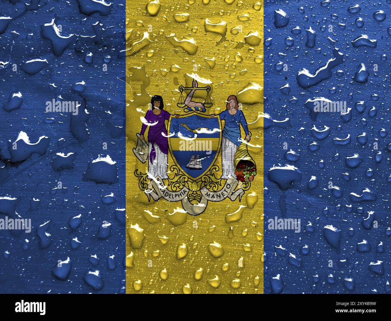 Flag of Philadelphia with rain drops Stock Photo - Alamy