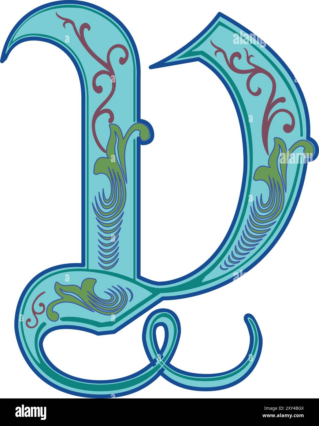 Art Royal Initial Caps Font Capital Letter V vector design illustration ...