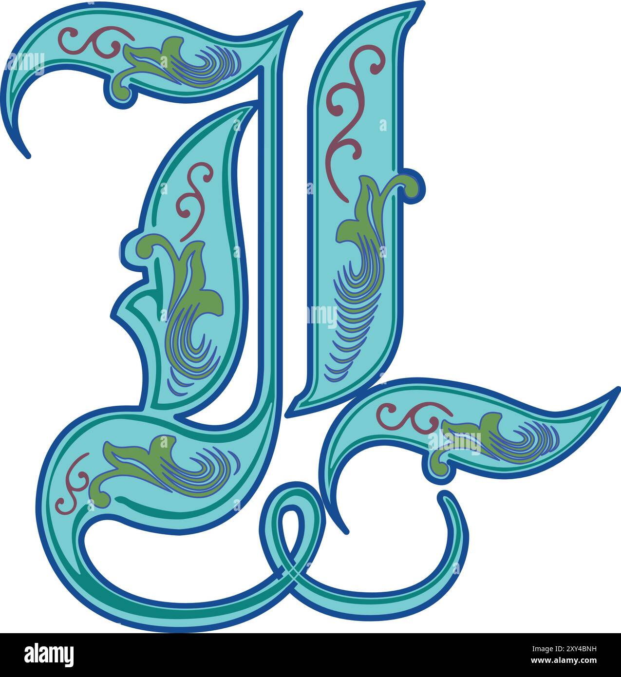 Art Royal Initial Caps Font Capital Letter L vector design illustration ...