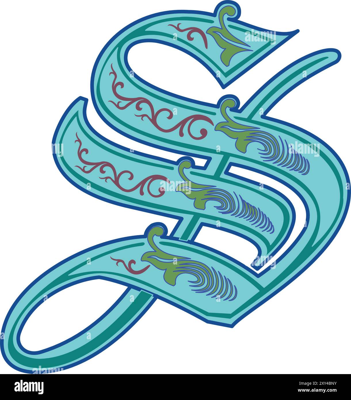 Art Royal Initial Caps Font Capital Letter S vector design illustration ...