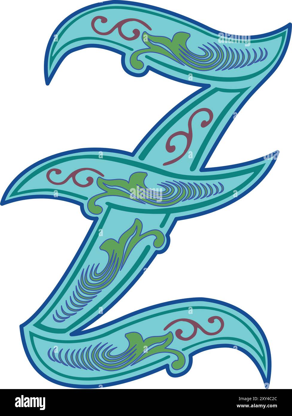 Art Royal Initial Caps Font Capital Letter Z vector design illustration ...