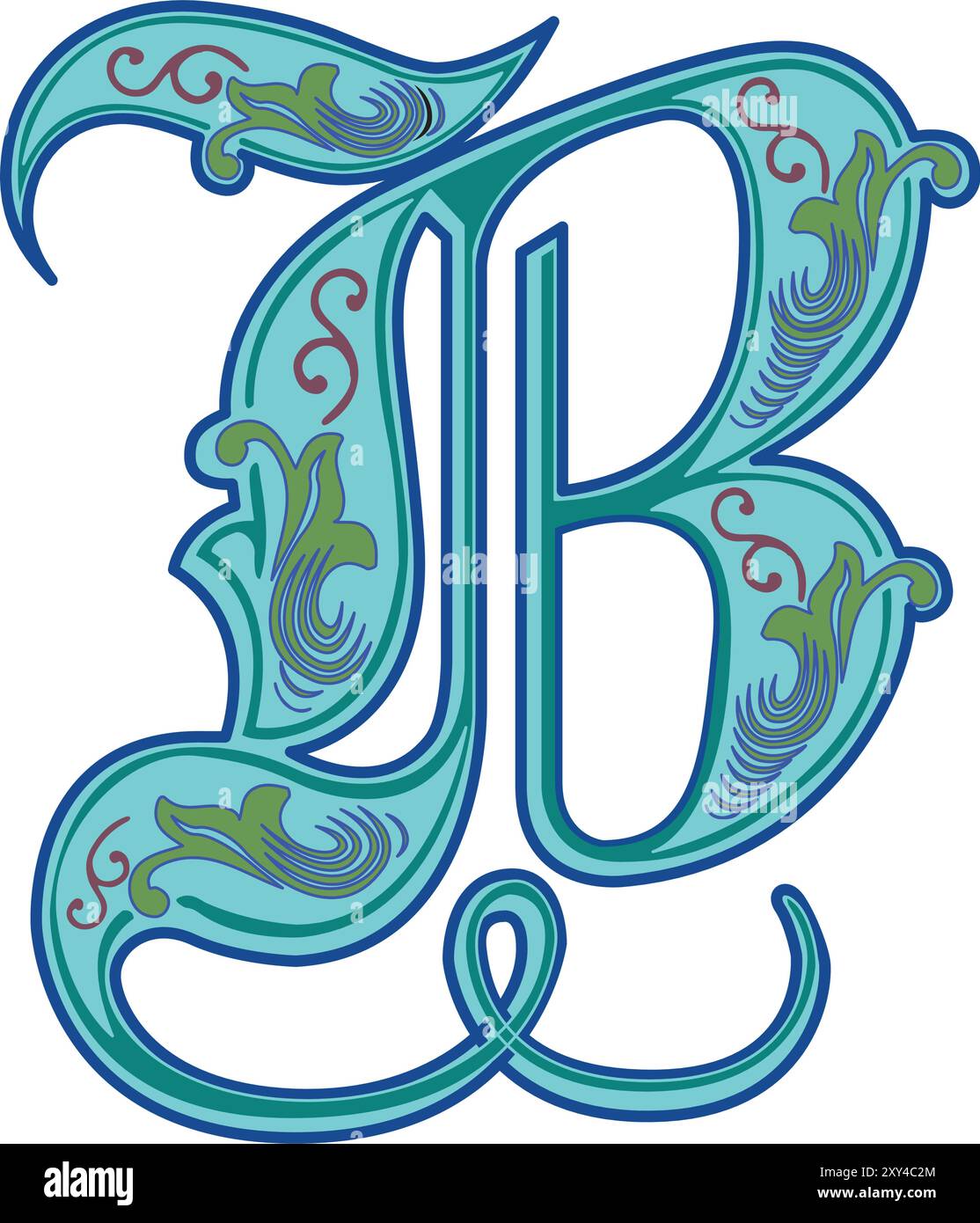 Art Royal Initial Caps Font Capital Letter B vector design illustration ...
