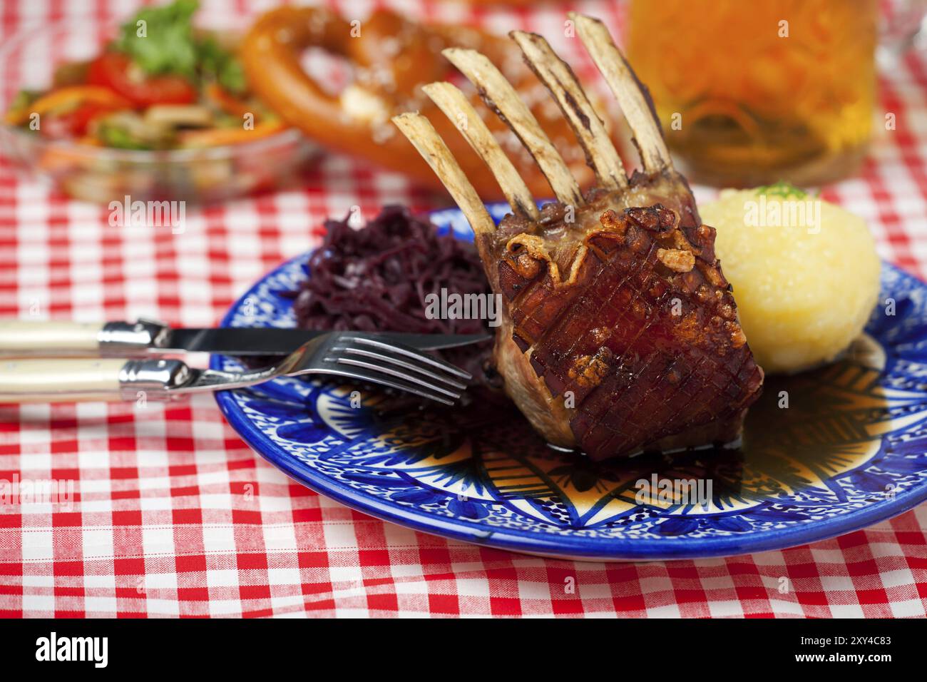 Roast suckling pig with dumplings Stock Photo - Alamy