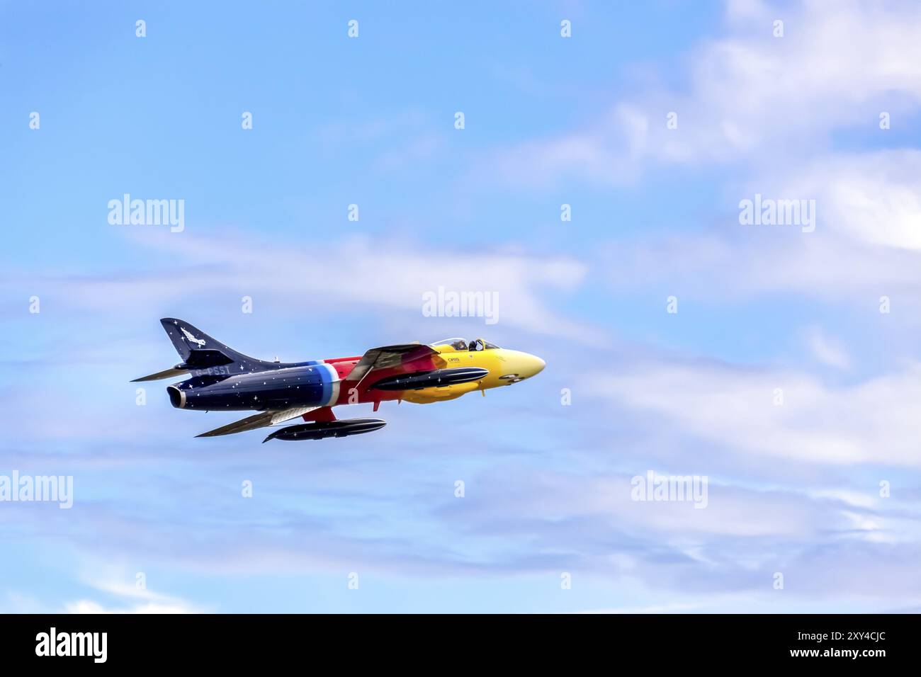 Hawker Hunter Miss Demeanour Aerial Display at Shoreham Airshow Stock ...