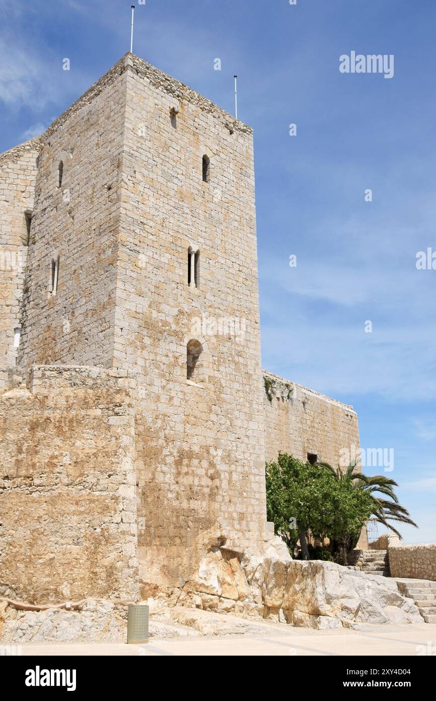 View of Pope Luna's Palace in Peniscola, Valencia Province, Spain. In ...