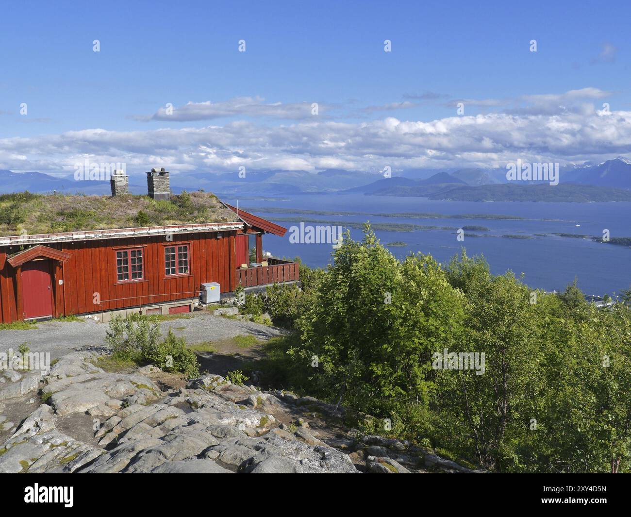 Restaurant Vardestua at the Varden viewpoint (407 m.a.s.l.) with a view ...