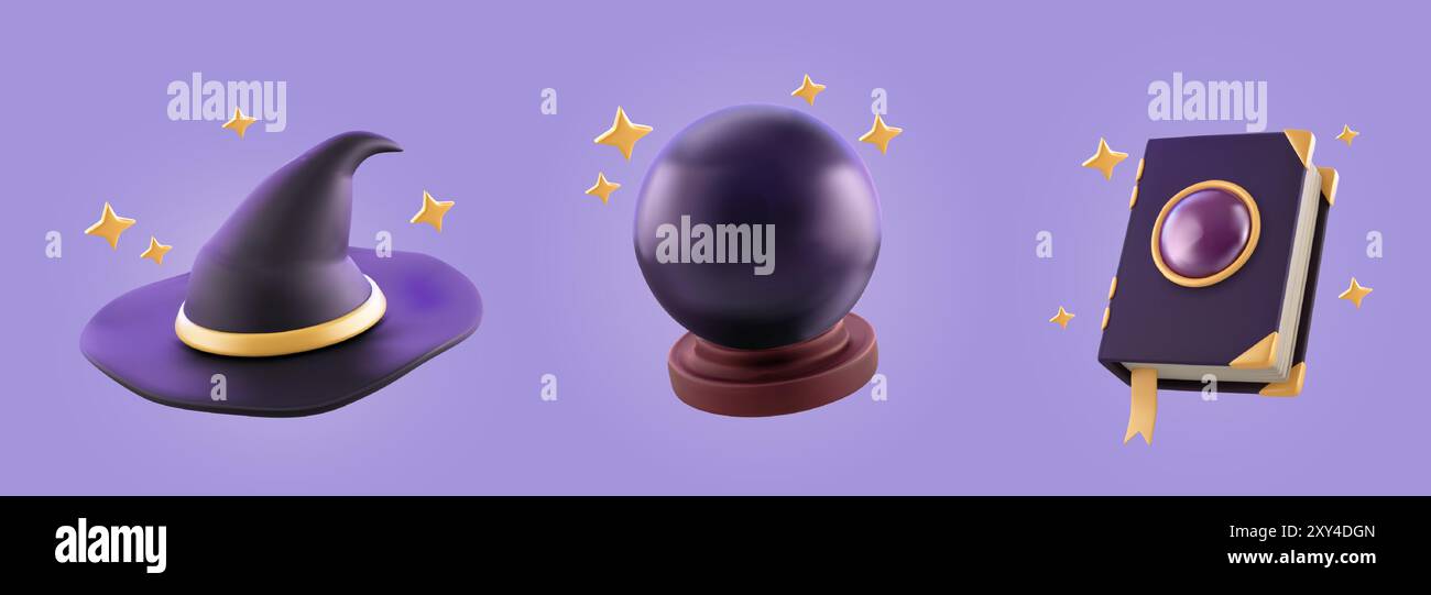 Witchcraft items set isolated on background. Vector realistic ...