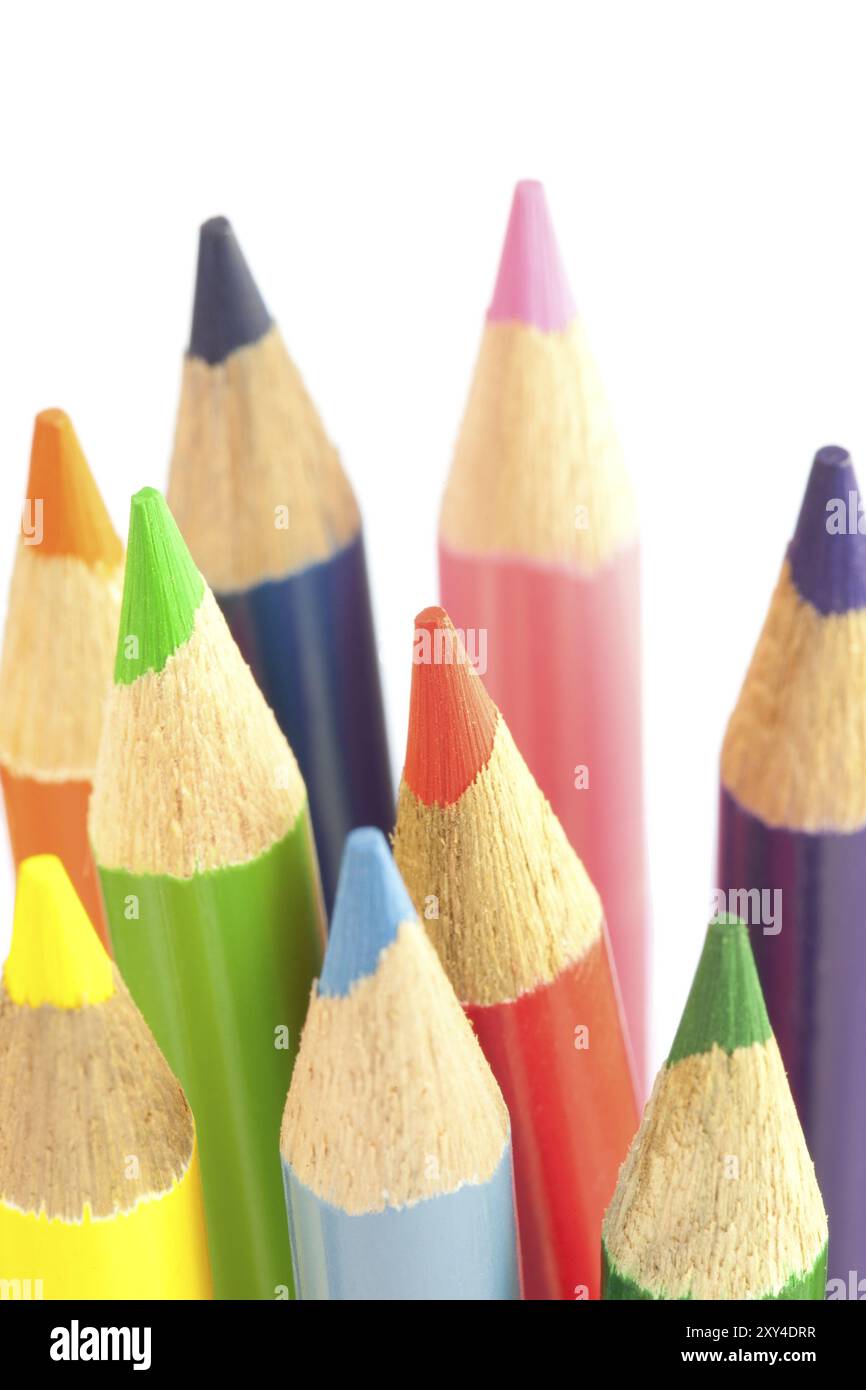 Color pencils over white background Stock Photo - Alamy